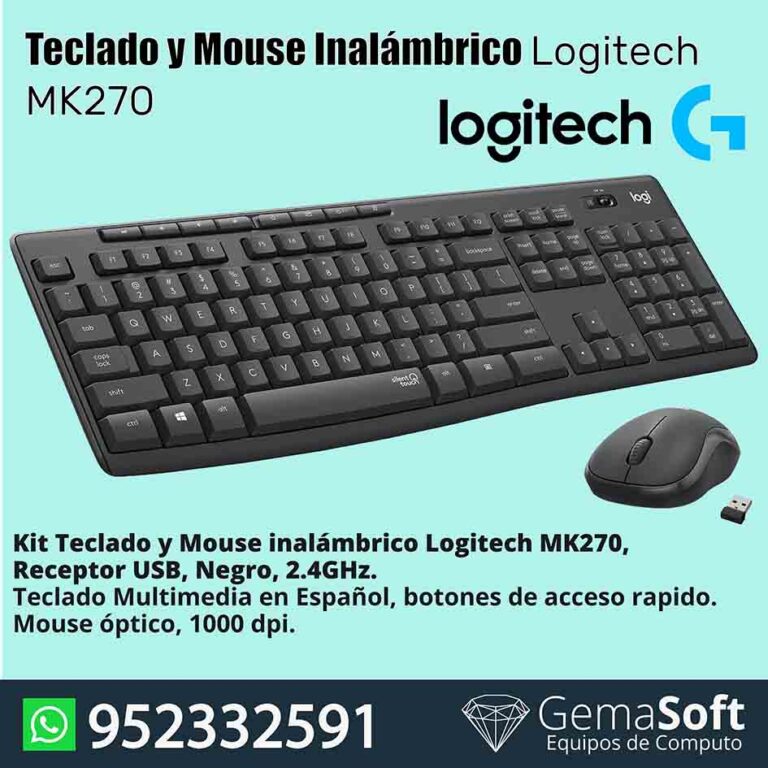 Kit Teclado y Mouse inalámbrico Logitech MK270 - GemaSoft Perú